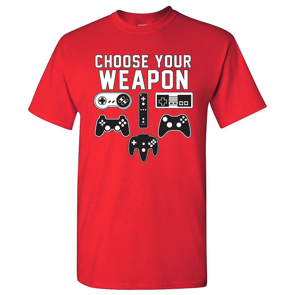 Choose Your Weapon - Gaming Console Gamer Retro Handheld - Adult Cotton T-Shirt - 2X-Large - Red