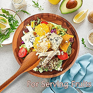 AIDEA Acacia Wood Serving Bowl for Fruits or Salads, 11" Diameter x 4.5" Height, Wooden Single Salad Bowl