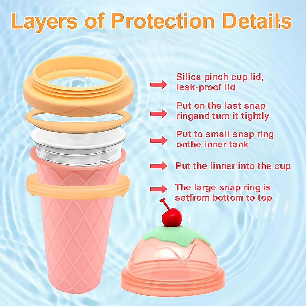 Slushie Maker Cup - DIY Magic Quick Frozen Smoothies Cup for Homemade Milk Shake Ice Cream Maker, Portable Cooling Cup, Double Layer Squeeze Slushy Maker Cup, Birthday Gifts for Kids,Friends,Family