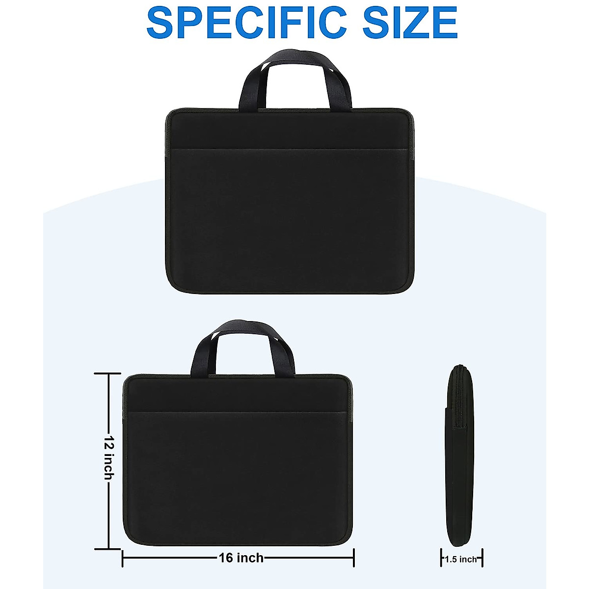 Laptop Sleeve Case 15.6 inch, Durable Travel Laptop Bag HandBag Shockproof Protective Computer Cover Carrying Bag Briefcase for 15" 15.6" HP Asus Acer Dell Lenovo Laptop Notebook Ultrabook, (Black)