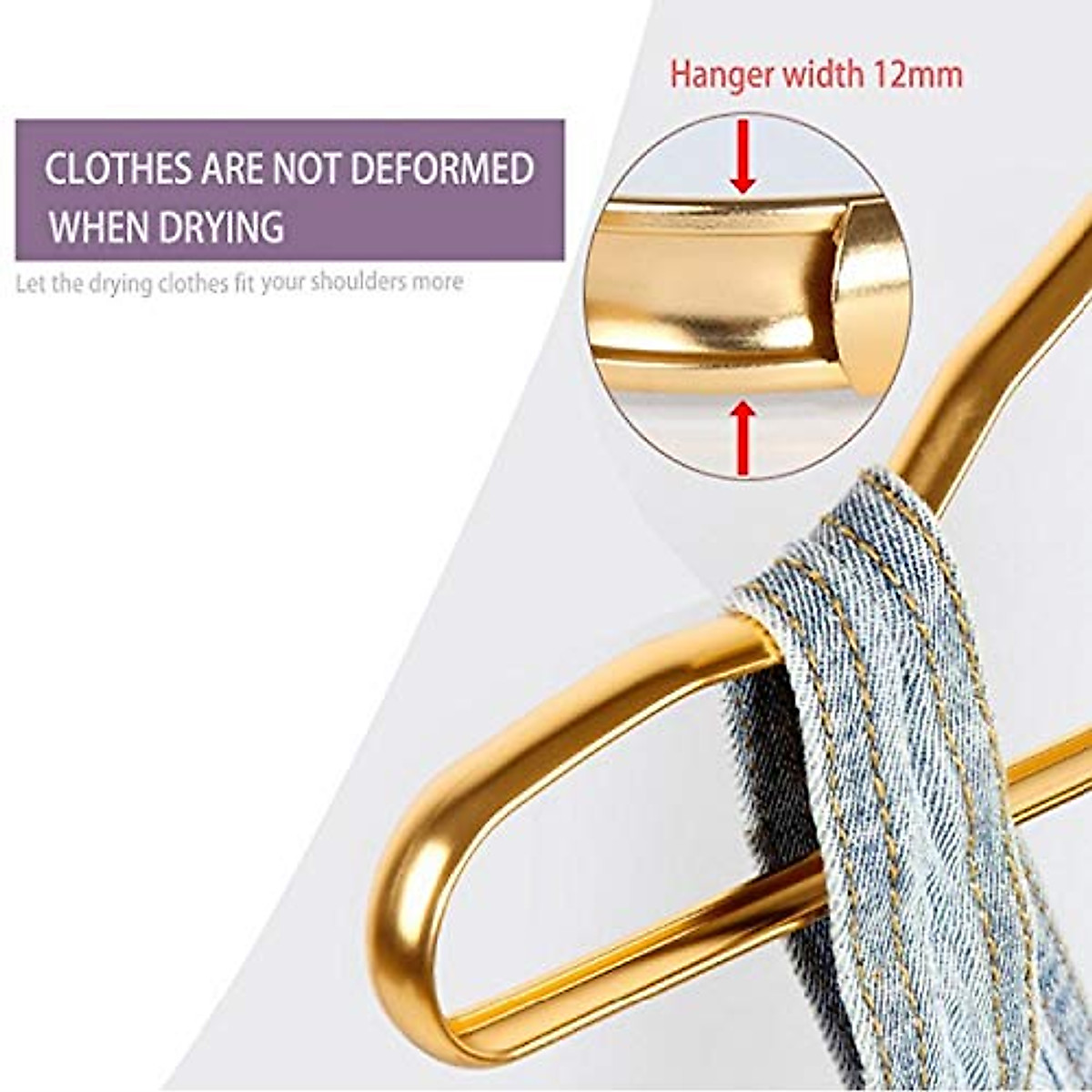 Gold Aluminum Coat Hangers 20 Pack, Metal Hangers Heavy Duty Hangers for Clothes, Hangers 20 Pack with Non-Slip Design Space Saving Heavy Duty Hangers for Men Women Shirts Pants Jacket (Gold)