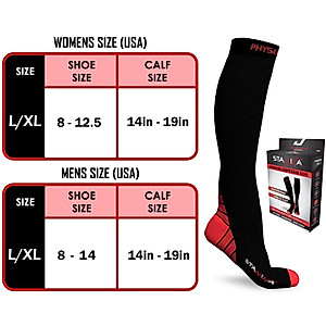 Physix Gear Sport 3 Pairs of Compression Socks for Men & Women in (Black/Green + Black/Orange + Black/Red) L-XL Size