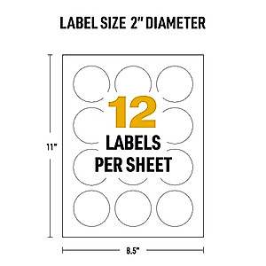 Avery Hard Hat Stickers, 2" Diameter, Round Printable Vinyl Stickers, Laser Printable, Permanent, White, 60 Helmet Stickers Total (61536)