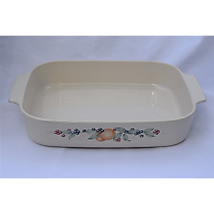 Vintage Corning Ware ABUNDANCE fruit pattern A-21-B-N A21 LARGE OBLONG OPEN ROASTER ROASTING BAKING DISH CASSEROLE LASAGNA PAN * ORIGINAL SMOOTH BOTTOM PYROCERAM GLASS * MADE IN USA