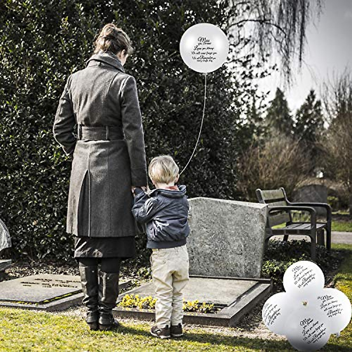 60 Pieces White Memorial Balloons Funeral Helium Remembrance Balloons Memorial Release Balloons for Condolence, Funeral, Anniversary, Memorial Services