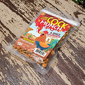 Cock Munch Spicy Trail Mix - Funny rooster and flames design - Edible gifts for men - Spicy mix, Made in the USA