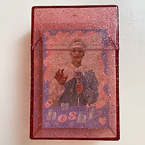 SONGBIRDTH Storage Box Transparent Dustproof Useful Shiny Fashion Photo Storage Box Pink