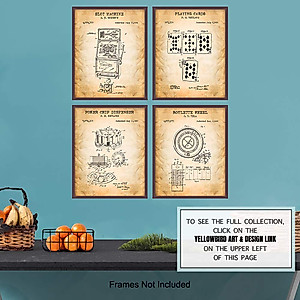 Las Vegas Gambling Patent Art Prints Vintage Wall Art Poster Set - Chic Rustic Home Decor for Game Room, Office, Man Cave - Gift for Poker, Roulette, Blackjack, Slot Machine Fans, 8x10 Photo Unframed