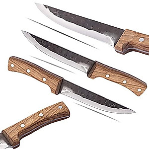 LYUSan 6.3" Meat Cleaver Knives Hand Forged Boning Knife handmade Multipurpose Cleaver Kitchen Knives for Camping, Grill Carbon Steel