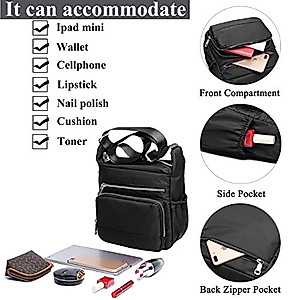 VOLGANIK ROCK Small Nylon Crossbody Bags for Women Multi Pocket Pocketbook Shoulder Bag Ladies Lightweight Purse and Handbags