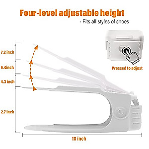 LEIMO KPARTS Shoe Slots Organizer, 20-PACK Adjustable Shoe Stacker, Double Layer Stack Shoe Holder Space Saver, White Shoe Stacker for Closet Organization