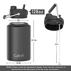 Cafezi 1 Gallon Water Jug, 2-in-1 LID, Flip Straw and Spout, Insulated Triple Wall 128 oz Water Bottle for Cold & Hot Drinks, Leak Proof, Top Handle, Great for Beach Days, Sports, Fishing, Camping