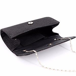 Naimo Flap Dazzling Small Clutch Bag Evening Bag With Detachable Chain (Black)