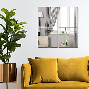 Full Body Wall Mirrors Tiles Stickers, 4pcs 12"x12" Acrylic Plexiglass Mirror Wall-Mounted Full Length Frameless Hanging Door Large Long Mirror Workout Gym Mirror for Walls Dorm Tile Self Adhesive