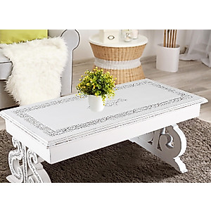 White Coffee Table,Wood Coffee Tables for Living room,Living room Centre Table,Wooden Coffee Table -Mango wood,Rectangular Wooden coffee Table,Tea Table,Wood Accent Table- 40x18 Inch Antique White