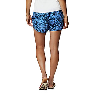 Columbia Women's Pleasant Creek Stretch Short, Harbor Blue Toucanical Tonal Print, Medium