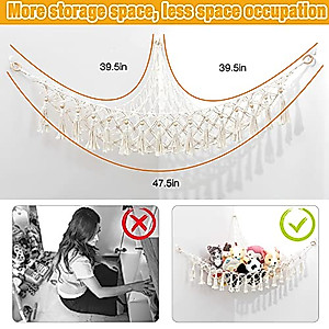 Stuffed Animal Toy Storage net or Hammock with LED Light Toy Net Hammock for Stuffed Animals with 3 Hooks Toy Organizer and Storage for Kids Bedroom