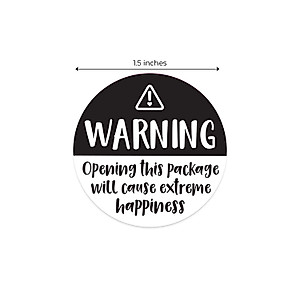 Black and White Adorable Warning Extreme Happiness Labels / 500 Cute Small Business Package Stickers / 1.5" Labels Adorable Happy Mail Envelope Seals/Made in The USA