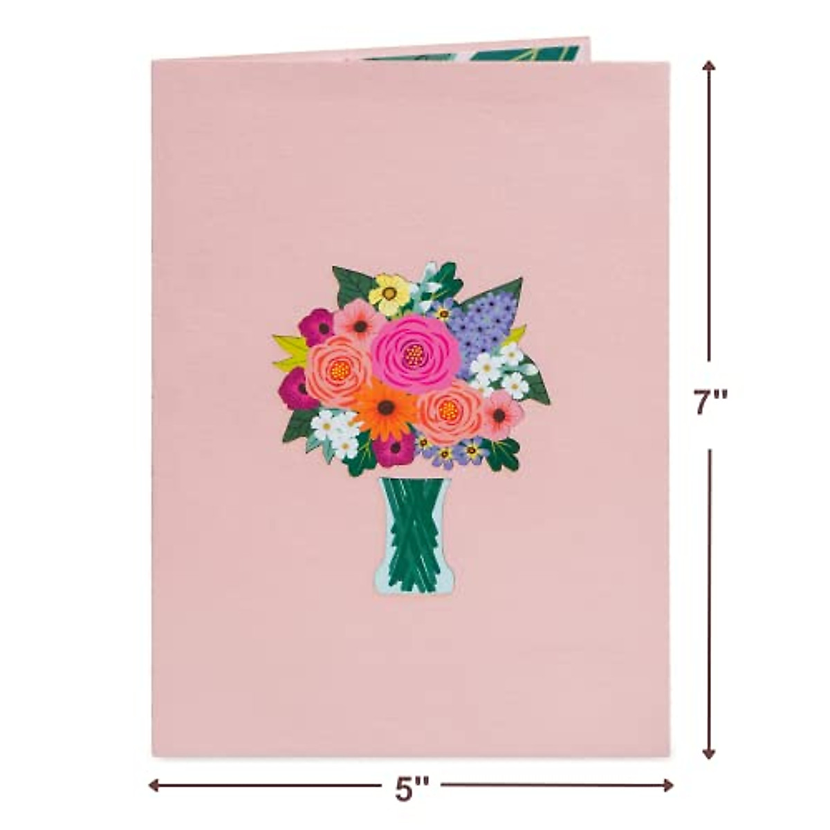 Paper Love 3D Floral Arrangement Pop Up Card, Gift for Birthday, Wedding, Anniversary, Thank You, Get Well, All Occasion or Just Because - 5" x 7" Cover - Includes Envelope and Note Tag