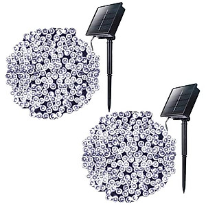Brightown Christmas Solar String Lights Outdoor, 2 Pack Each 200 LED 72FT 8 Modes, Solar Christmas Light Waterproof for Patio, Backyard, Wedding, Party, Christmas Tree, Decor (White)