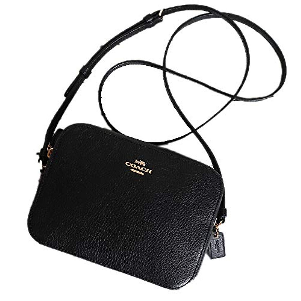 Coach Pebble Leather Mini Camera Crossbody Shoulder Bag, Black