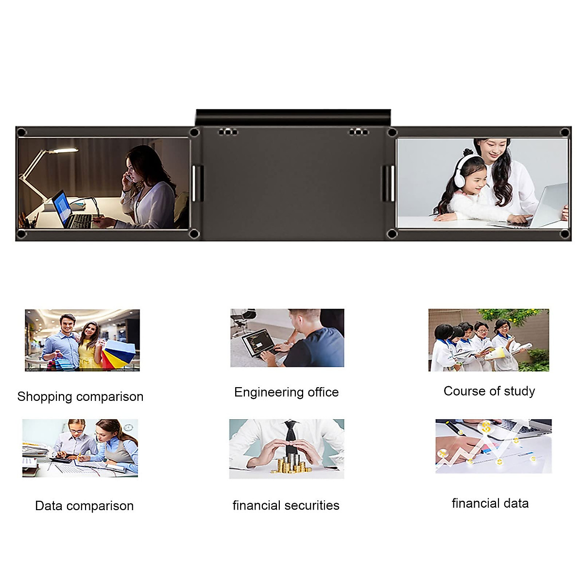 13.3 Inch Dual Extender Screen, 1920x1080 HD IPS Full View Dual Screen Display Dual Laptop Monitor Screen Laptop Screen Extender (X50 US Plug)