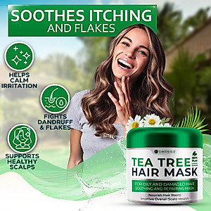 Tea Tree Oil Hair Mask - Deep Conditioner Treatment for All Hair Types - Intense Hydration Care and Protein Moisture Repair for Women and Men.