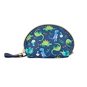 Itzy Ritzy Everything Storage Pouch; Small Zipper Pouch Holds 2 Pacifiers; Snap Handle Attaches to Diaper Bag, Stroller or Purse; Holds Earbuds, Chargers, Change or Disposable Bags (Dinosaur)
