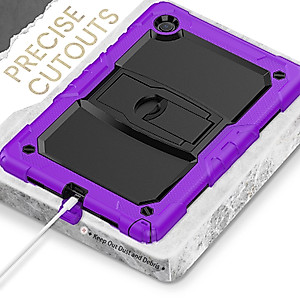 Case for Samsung Galaxy Tab A8 10.5-Inch 2022 (SM-X200/X205/X207), Military Grade Shockproof Rugged Silicone Protective Case with Kickstand, Shoulder Strap,Purple
