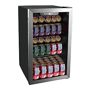 Frigidaire EFMIS2415 Beverage Refrigerator, Glass Door, Compact Mini Fridge with Digital Temperature Control, Fits 115 Cans or 34 Bottles, 96L Capacity-19.1" D x 17.5" W x 31.2" H, Stainless
