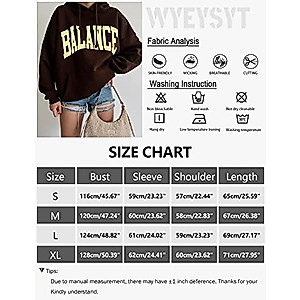 Wyeysyt Women's Letter Graphic Hoodies Casual Fashion Drawstring Sweatshirt Long Sleeve Y2k Print Pullover(Coffee-M)