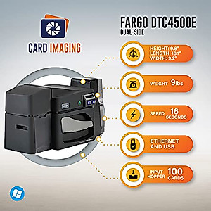 Card Imaging Fargo DTC4500e Dual Side ID Card Printer & Supplies Bundle Software