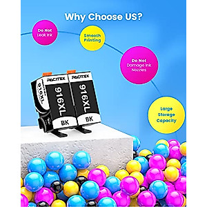PACITEK 916XL Black Ink Cartridge Compatible with HP 916 Work with HP OfficeJet Pro 8025e Printer, HP OfficeJet 8010 8015 8020e, 8025e, 8028e, 8035e Printer