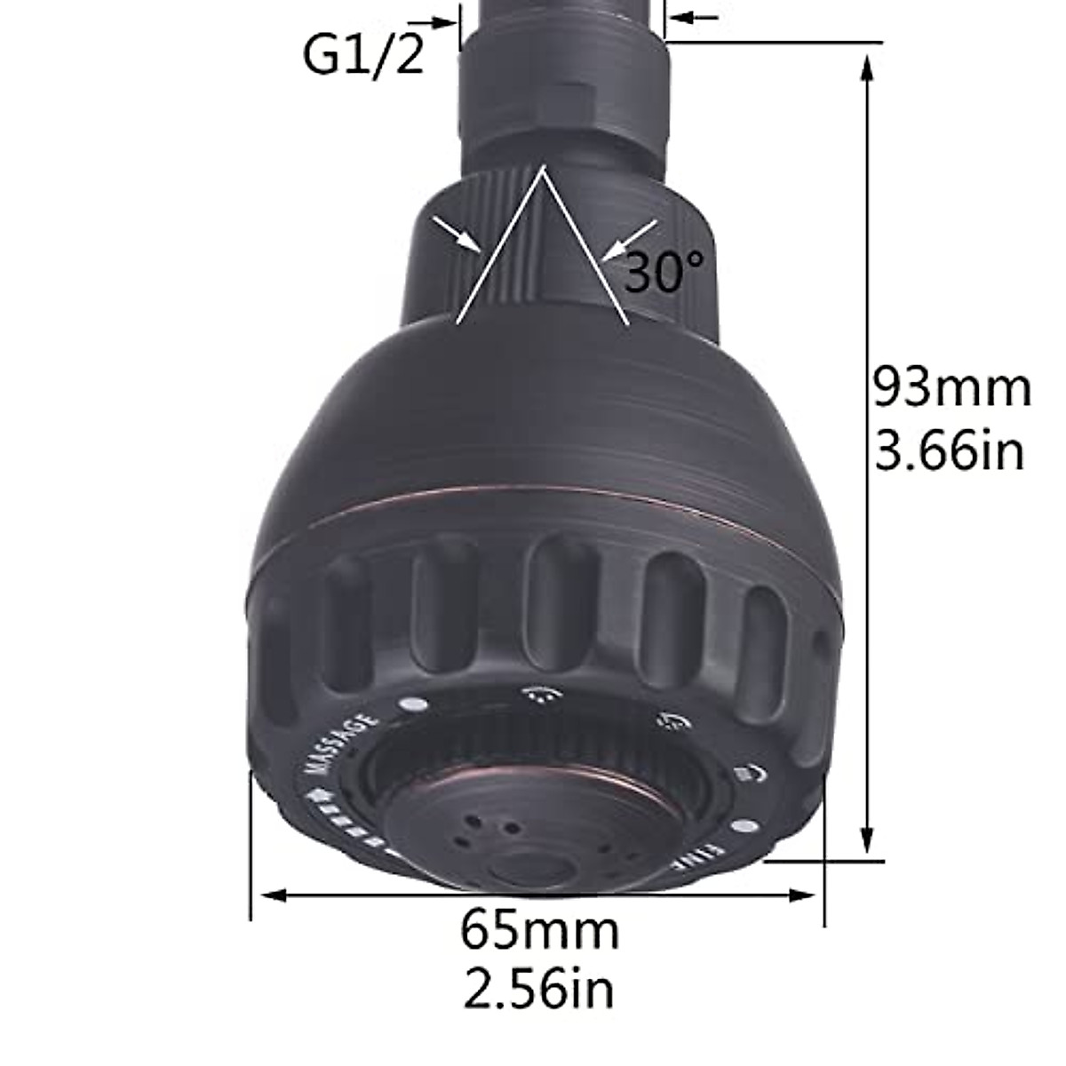 TECHZM High Pressure Shower Head 3 Settings Fixed Showerhead 2.5 Inch High Flow Bathroom Showerhead Oil Rubbed Bronze