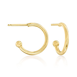 Ross-Simons Floating Opal Hoop Drop Earrings in 14kt Yellow Gold