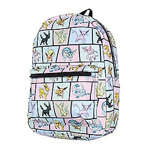Bioworld Pokemon Backpack Eevee Evolutions Laptop School Travel Backpack Bag, Multicolored