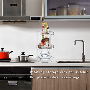 YSJYBLDS Turnable Cabinet Organizer 3 Tier 360 Rotating Lazy Susan Transparent PET Plastic Large Rotating Shelf Used For Kitchen Spices Bathroom Cosmetic Organizing, Clear, 10.6 x10.6 x16.8in