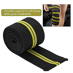 Knee Wraps Compression Elastic Breathable Knee Brace Compression Bandage Wraps Pain Relief Straps Support Wraps Sleeve Men Women Cross Training Gym Workout,Fitness & Powerlifting(Black Yellow)