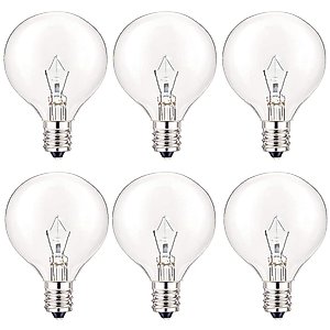 SerBion 25 Watt Wax Warmer Bulbs, Light Bulbs for Full Size Scentsy Warmer, 6 Packs E12 Base Type G Bulb, Dimmable, Warm White, 120V G16 1/2 Bulbs for Candle Lamp