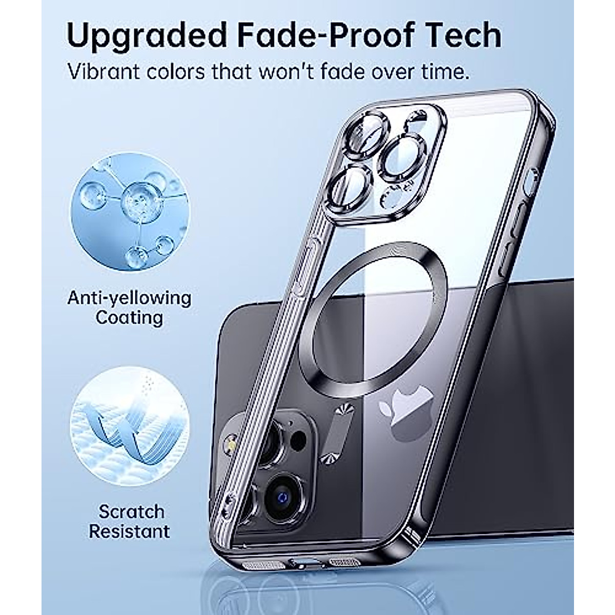 JAZZCAMEL Magnetic for iPhone 14 Pro Max Case with Full Lens Protection [Perfect Match for MagSafe] [with Top Class Screen Protector x1] Slim Luxury for Women Girls Men 6.7inch - Black