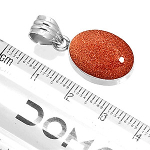 JEWELOPORIUM Brown Gold Sunstone 925 Sterling Silver Pendant for Women Gemstone Handmade Silver Pendant Necklace Halloween - Gift Cocktail Jewelry