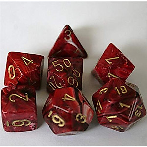 Chessex CHX27434 Dice - Vortex: 7Pc Burgundy/Gold