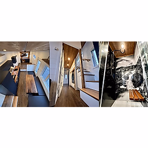 Tiny RV Mobile House with Downstairs Bedroom, Loft, Full Kitchen & Bathroom - Family-Friendly Design with Upraised Living Area, Cedar/Steel Exterior, Double-Pitched Roof - Perfect for Full-Time Living