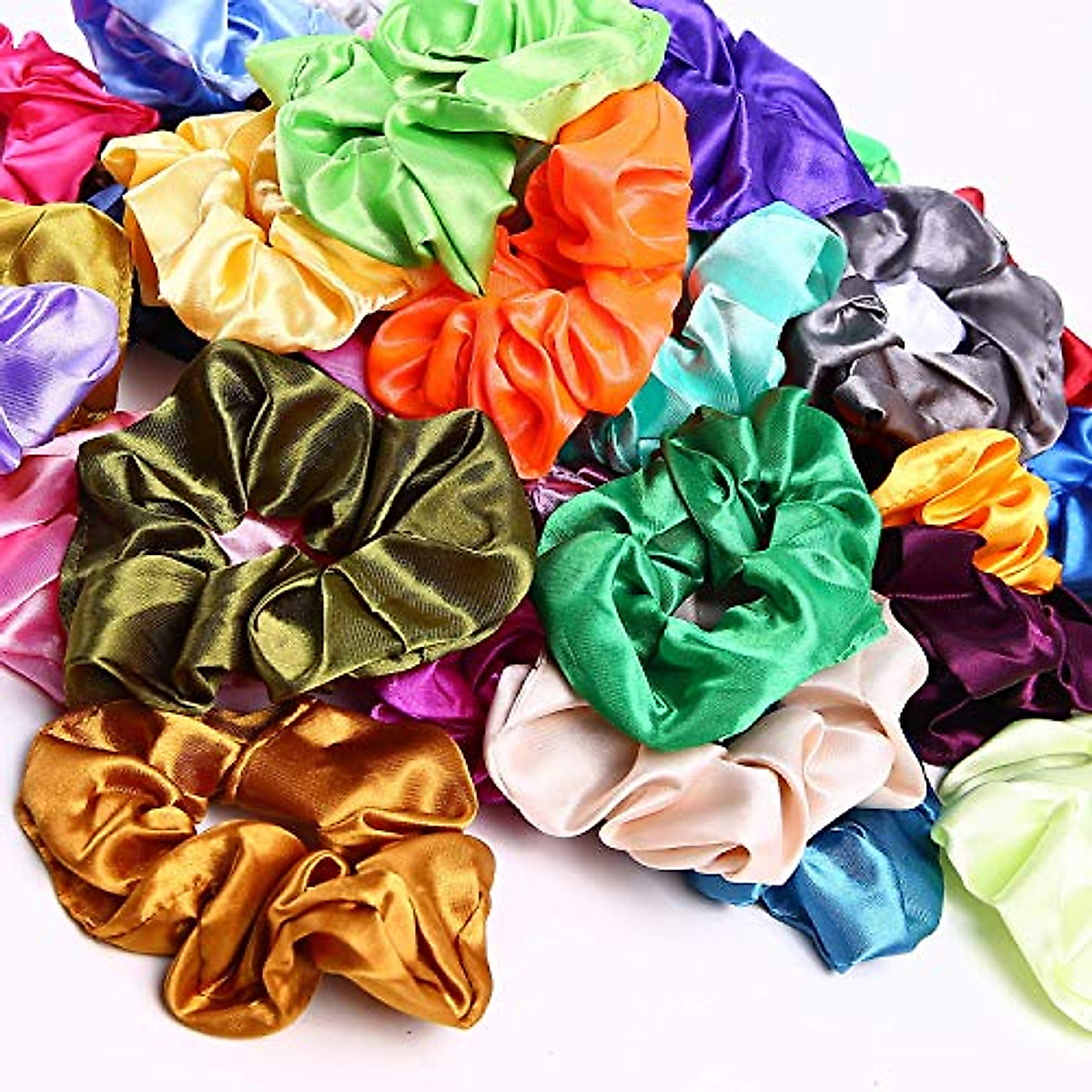 ZZICEN Satin Scrunchies 60 Colors Silk Scrunchies Hair Elastics Scrunchies Hair Bands Ties for Women Girls