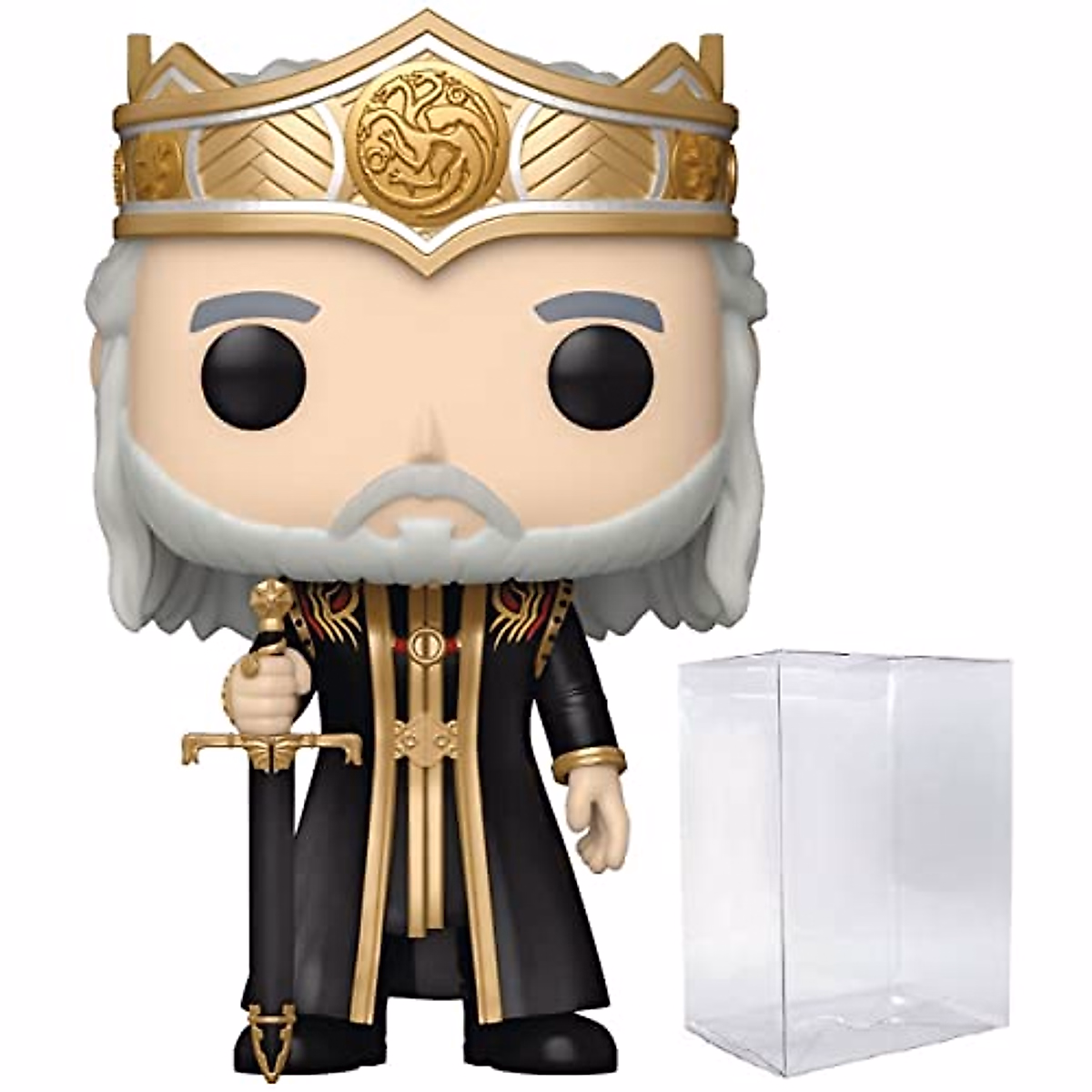 POP House of Dragon - Viserys Targaryen Funko Vinyl Figure (Bundled with Compatible Box Protector Case), Multicolored, 3.75 inches