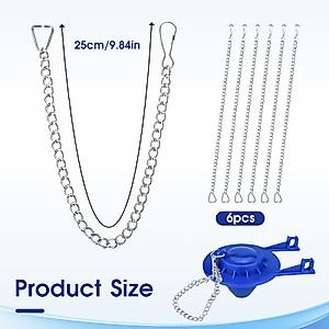 6 Pack Toilet Flapper Chain, 9.8inch Universal Flapper Chain Replacement Kit Adjustable Length Stainless Steel Toilet Flapper Lift Chain with Hook and Ring for Most Toilet Flappers