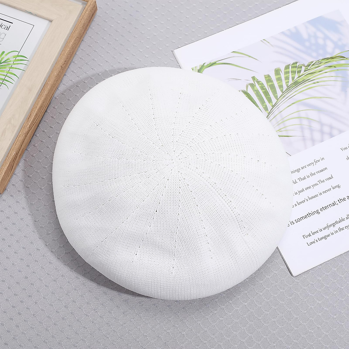 Spring Summer Beret All-Match Hat Fashion Painter Hat for Adults (White)