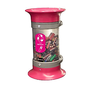 Glasdon C-Thru 5Q Battery Collection Tube (Magenta) – Small Countertop Battery Recycling Tube – Transparent & Pink 5Q Battery Recycling Bin