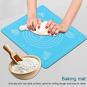 Silicone Baking Mat Non Slip Pastry Mat, Baking Mat 11" x 10'' for Counter, Oven Liner, Pie Crust, Reusable Fondant Mat Extra Thick with Measurement