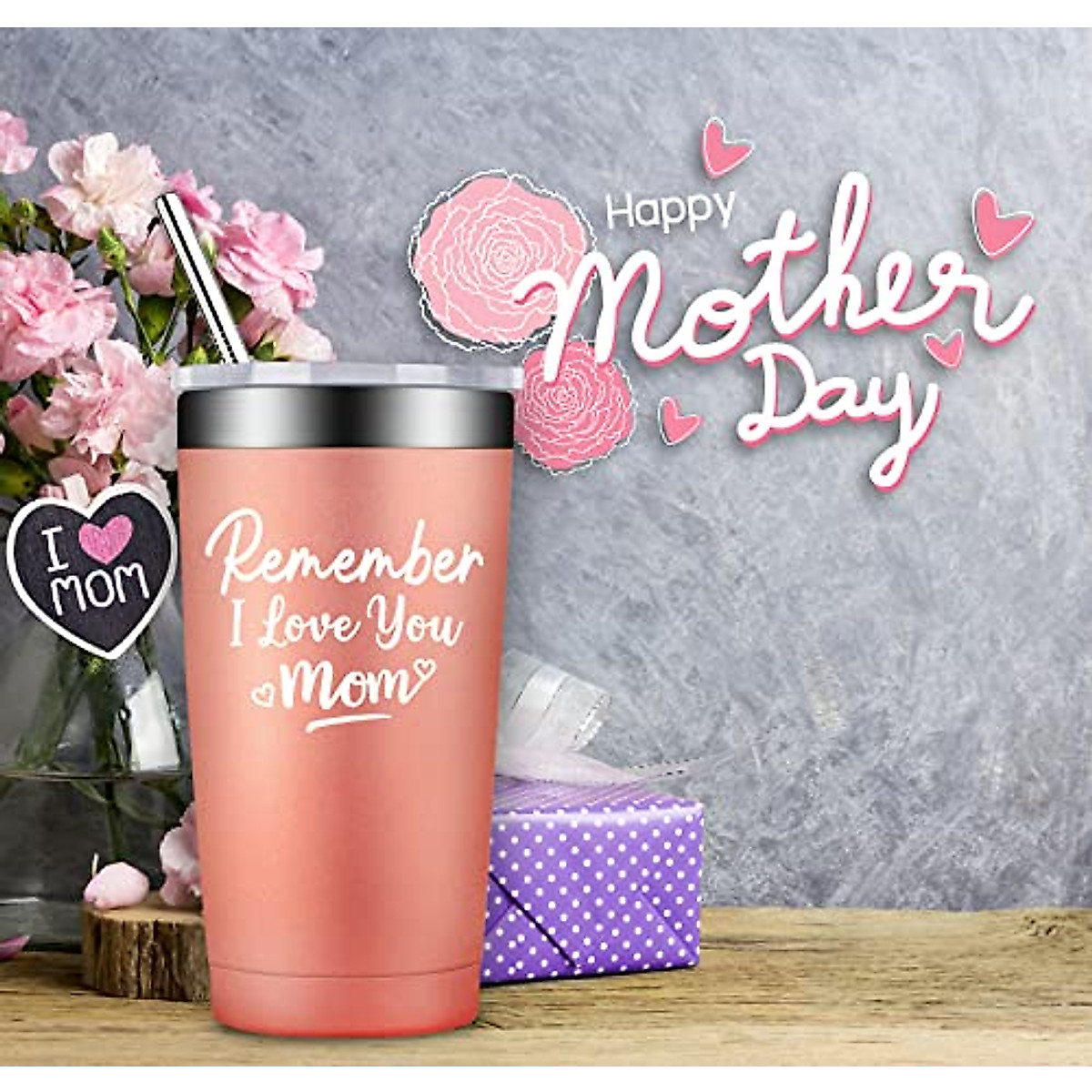 BIRGILT Mom Gifts from Daughter, Son, Kids - Remember I Love You Mom - Christmas Gifts for Mom - Mothers Day Gift for Mom - Tumbler Cup